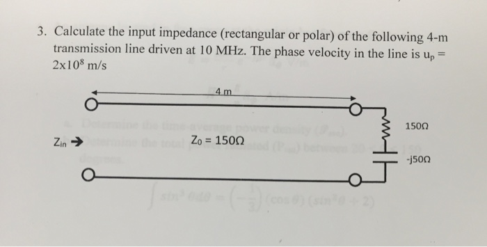 Solved Calculate the input impedance (rectangular or polar) | Chegg.com