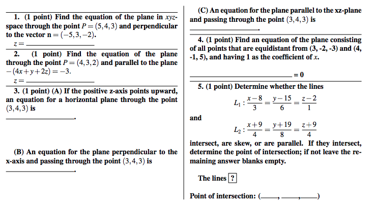 Solved (C) An equation for the plane parallel to the | Chegg.com