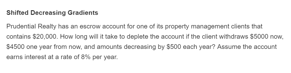Solved Shifted Decreasing Gradients Prudential Realty has an | Chegg.com