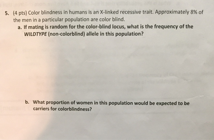 Solved Color blindness in humans is an X-linked recessive | Chegg.com