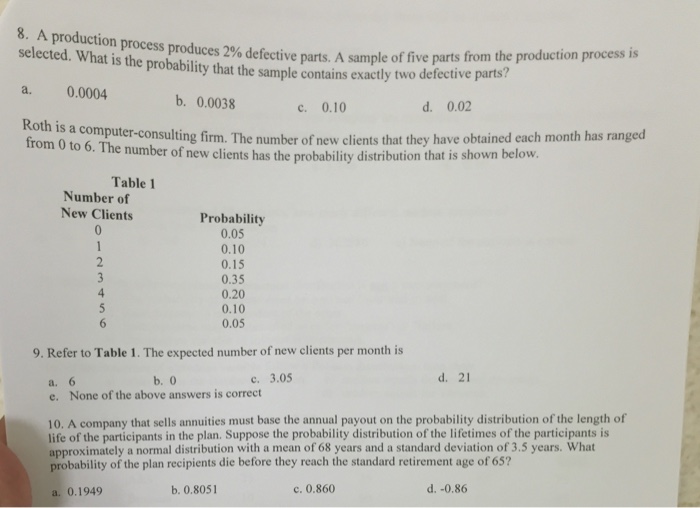 Solved A production process 2% defective parts. A sample of | Chegg.com