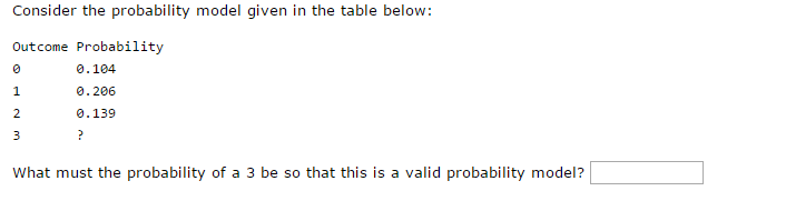 Solved Consider the probability model given in the table | Chegg.com