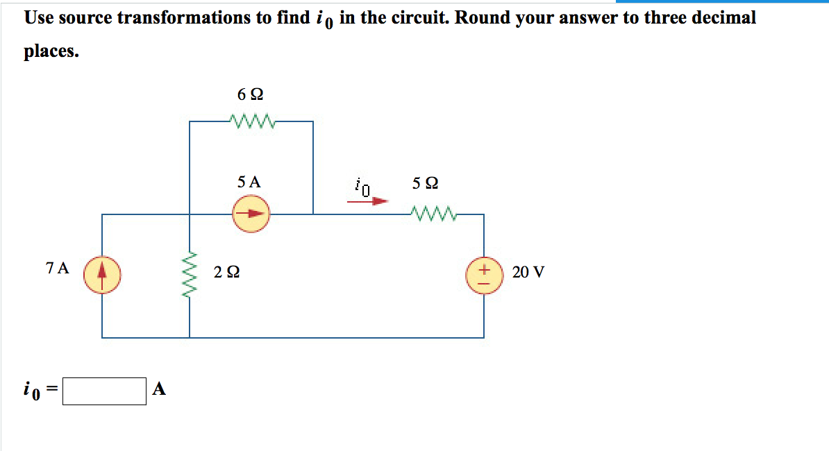 Solved Use source transformations to find io in the circuit. | Chegg.com
