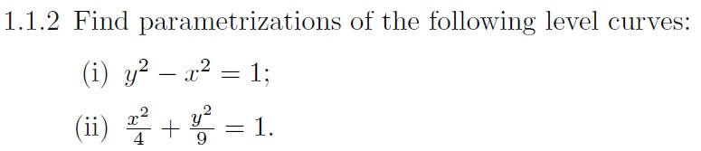 Solved 1.1.2 Find parametrizations of the following level | Chegg.com