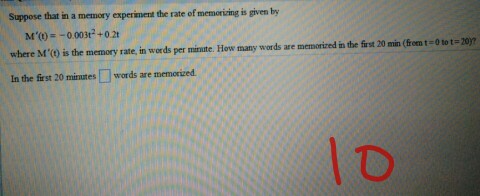 Solved Suppose that in a memory experiment the rate of | Chegg.com