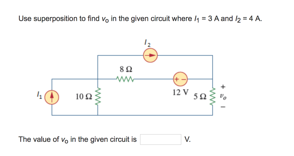 Solved Use superposition to find v_o in the given circuit | Chegg.com