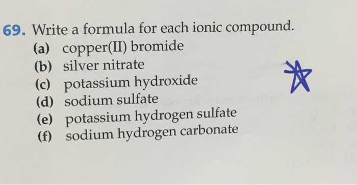 Solved 69. Write a formula for each ionic compound (a) | Chegg.com