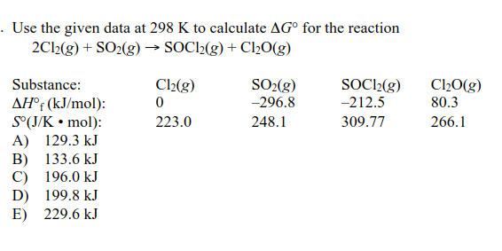 Solved Use the given data at 298 K to calculate ?? for the | Chegg.com