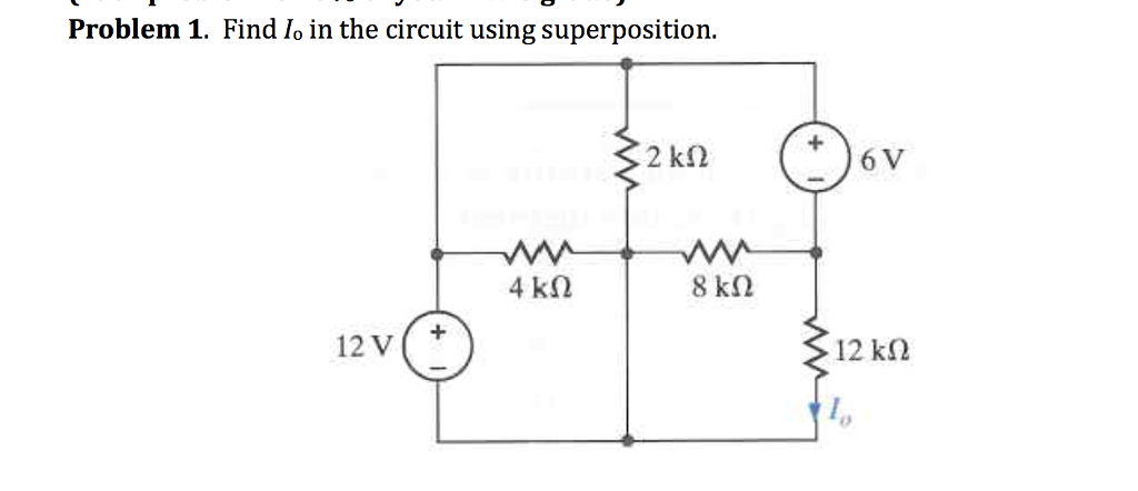 Solved Find I_0 in the circuit using superposition. | Chegg.com