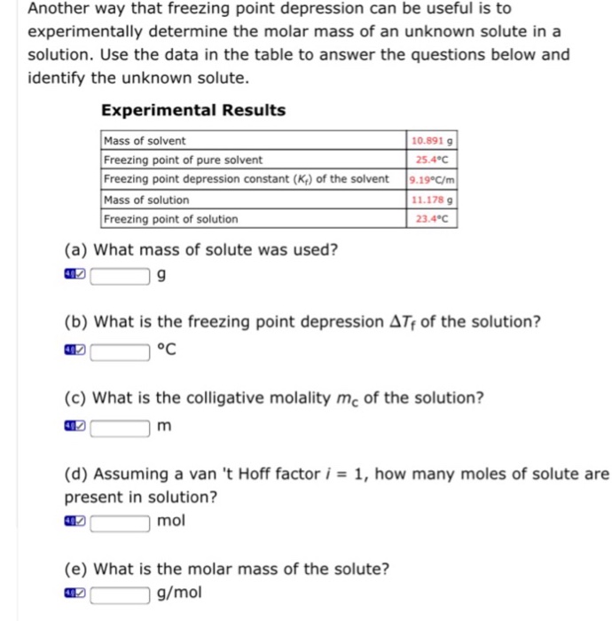 Solved Another way that freezing point depression can be | Chegg.com