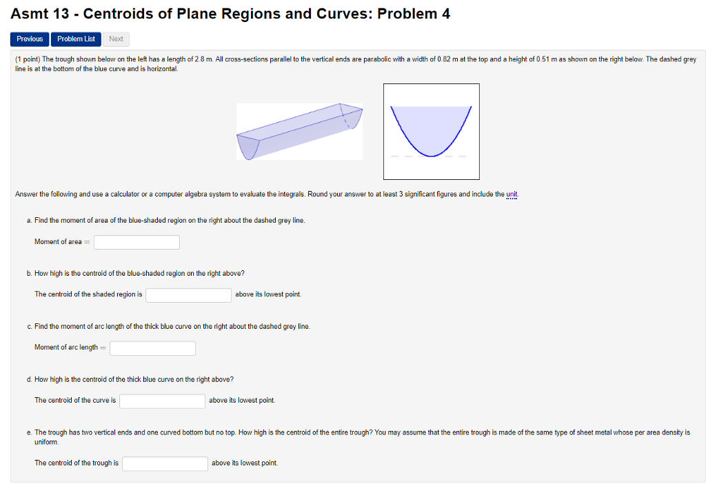 Asmt 13 - Centroids of Plane Regions and Curves: | Chegg.com
