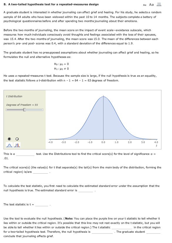 Solved 8 A Two Tailed Hypothesis Test For A 6671