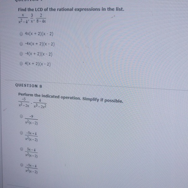 Solved Find the LCD of the rational expressions in the list. | Chegg.com