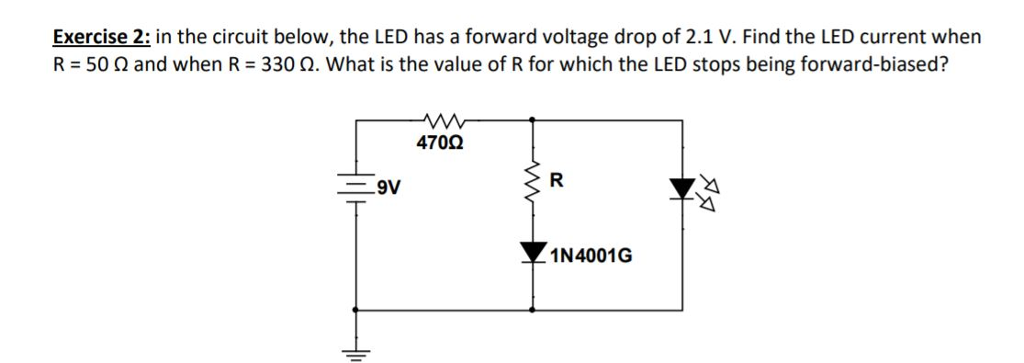 Solved Exercise 2: in the circuit below, the LED has a | Chegg.com