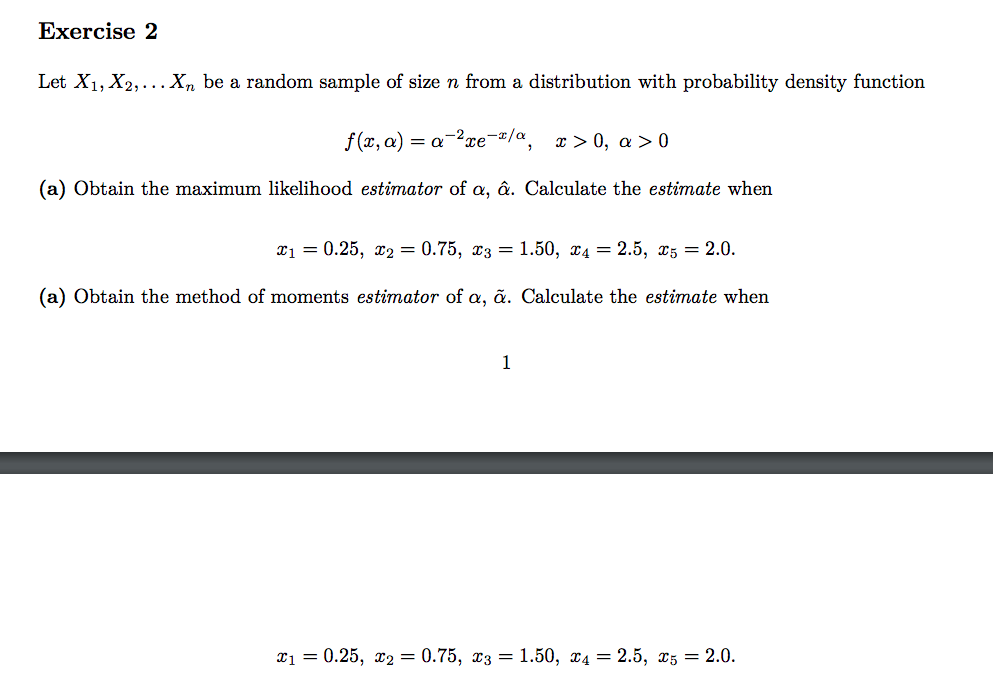 Solved Exercise 2 Let Xi, X2,... Xn be a random sample of | Chegg.com