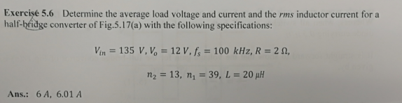 Solved Exercisé 5.6 Determine the average load voltage and | Chegg.com