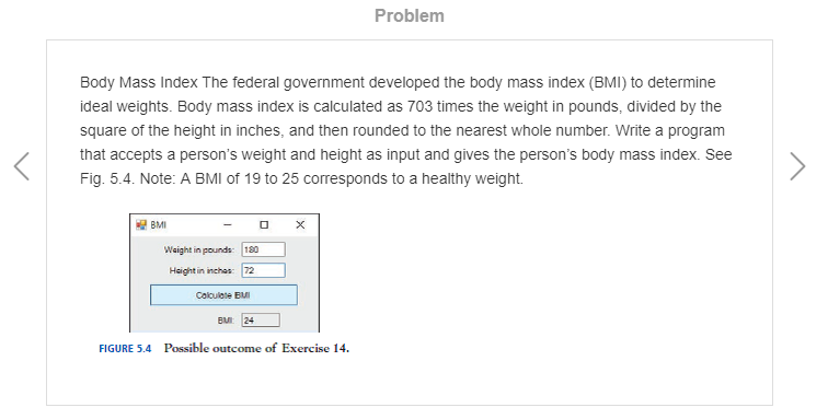 Problem Body Mass Index The federal government | Chegg.com