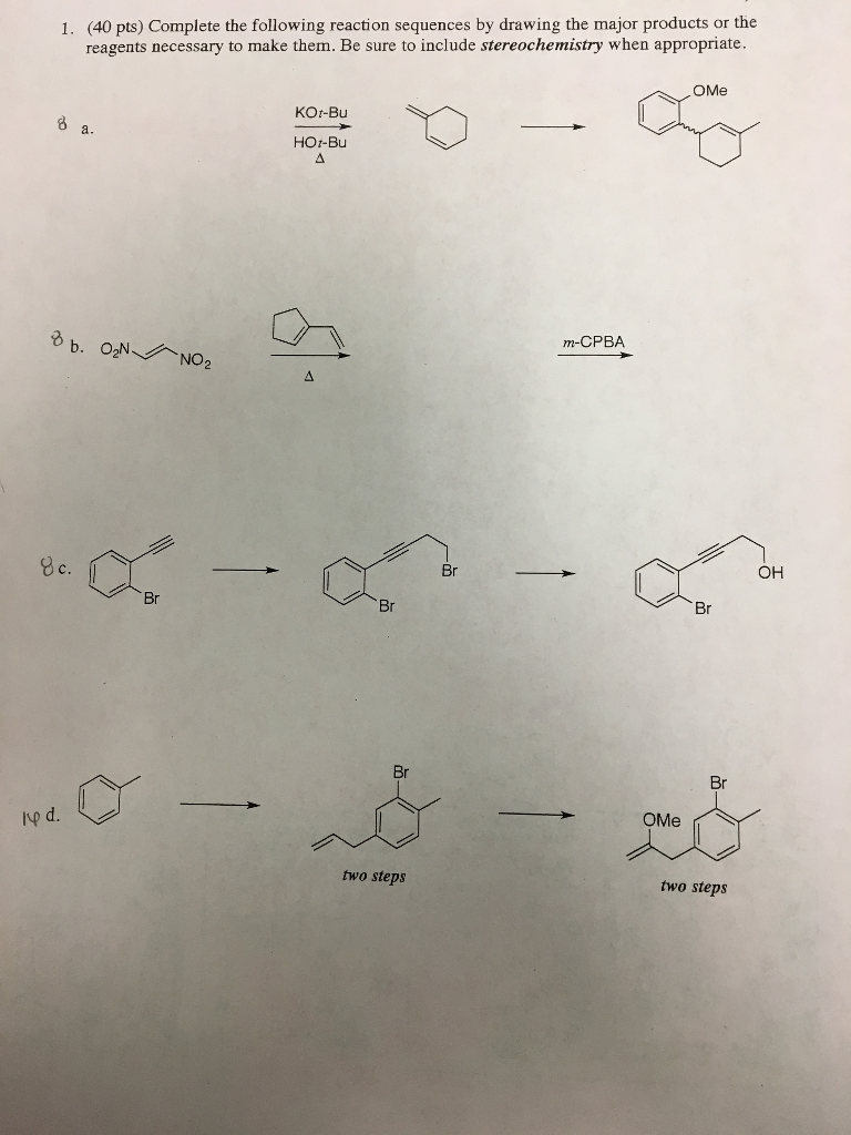 Solved Complete the following reaction sequences by drawing | Chegg.com