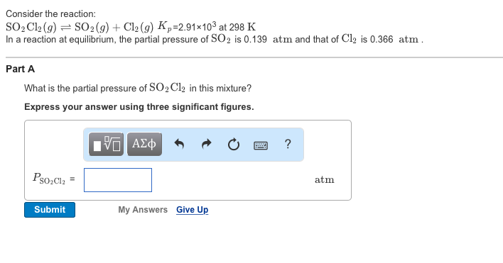 Solved Part A Consider the following reaction: Find Kc at | Chegg.com