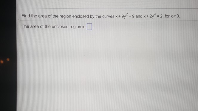 Solved Find the area of the region enclosed by the curves x | Chegg.com