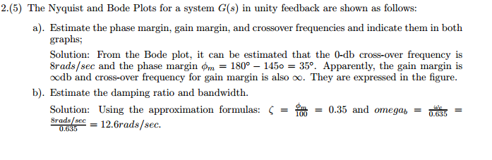 Solved 2. (5) The Nyquist and Bode Plots for a system G(s) | Chegg.com