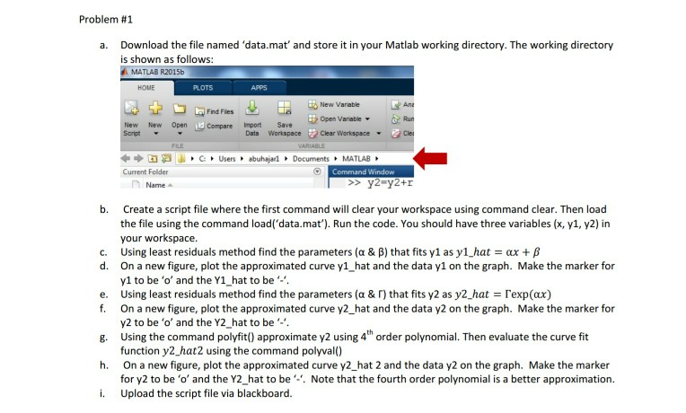 Problem #1 Download the file named 'data.mat' and | Chegg.com