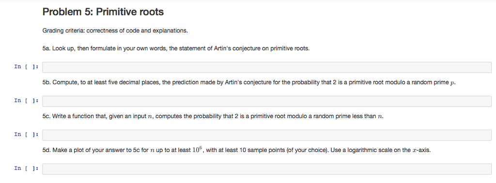 Problem 5: Primitive roots Grading criteria: | Chegg.com