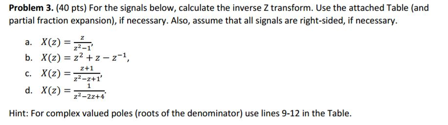 Solved Problem signals below, calculate the calculate the | Chegg.com