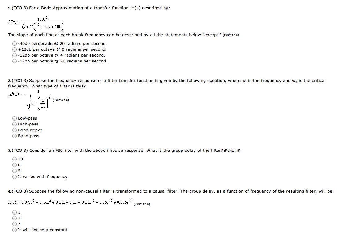 Solved For a Bode Approximation of a transfer function, H(s) | Chegg.com