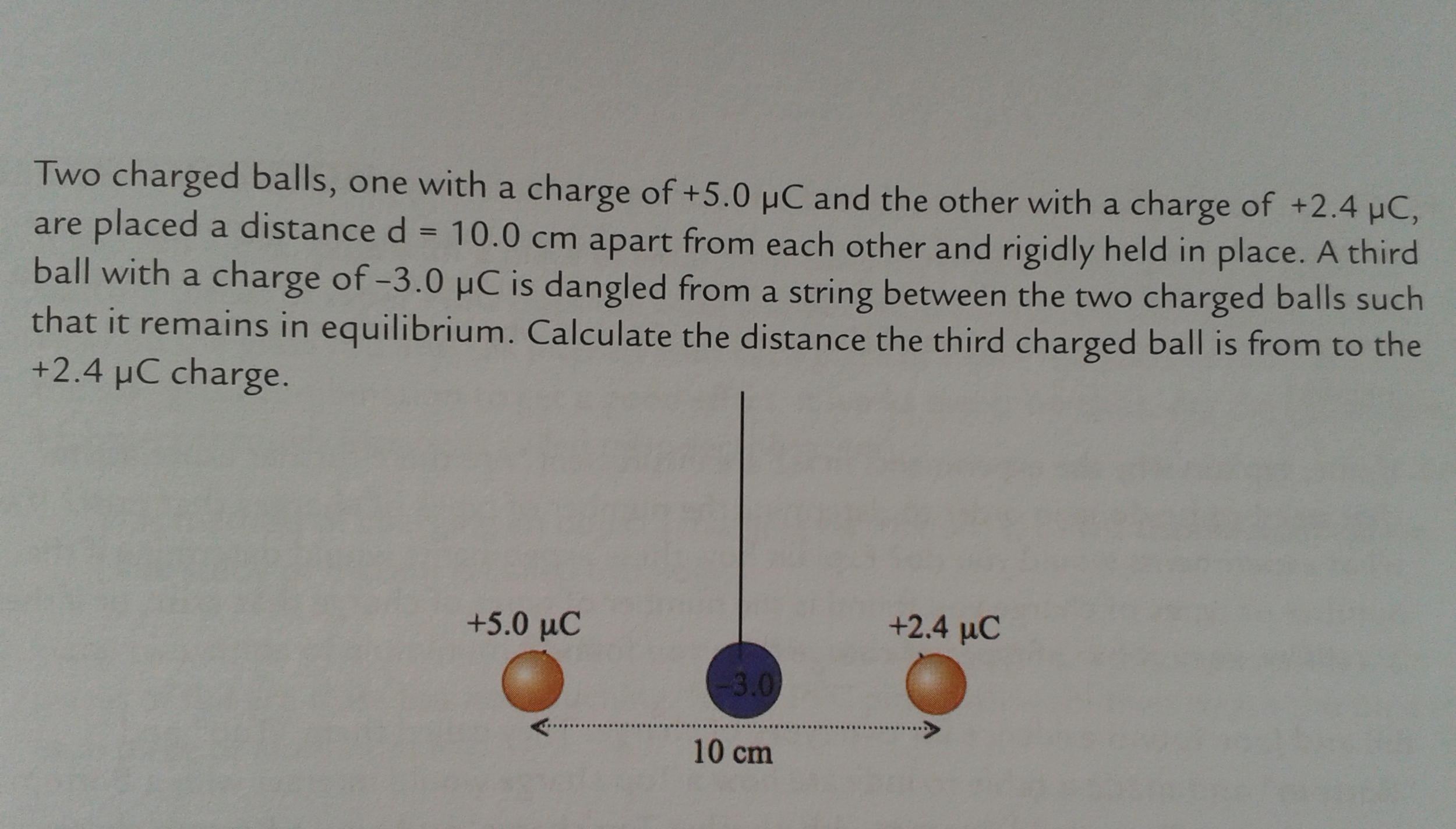 Solved Two charged balls, one with a charge of +5.0 mu C and | Chegg.com