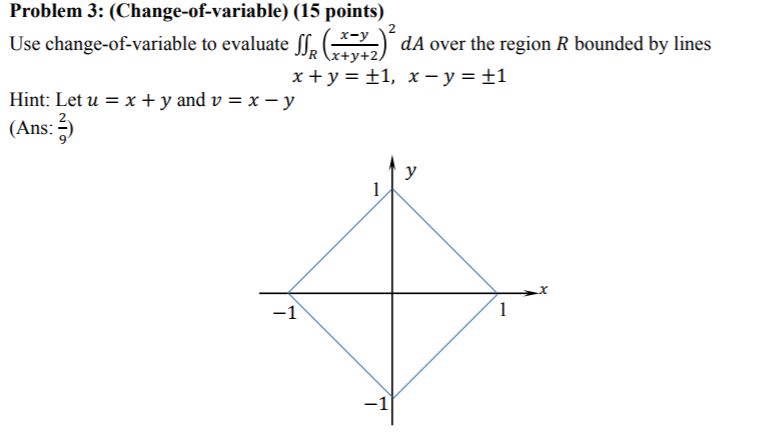 Solved Problem 3: (Change-of-variable) (15 points) Use | Chegg.com