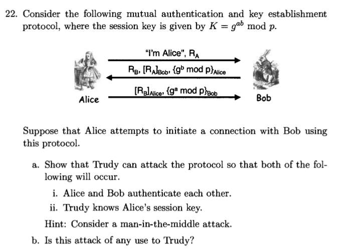 22. Consider the following mutual authentication and | Chegg.com