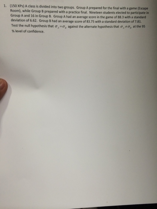 Solved A class is divided into two groups. Group A prepared | Chegg.com