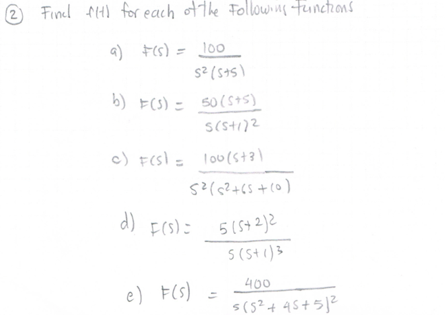 Solved Find f(t) for each of the following Functions F(s) = | Chegg.com