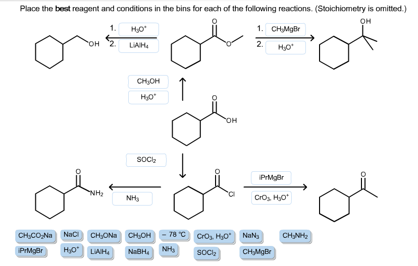 Solved Place the best reagent and conditions in the bins for | Chegg.com