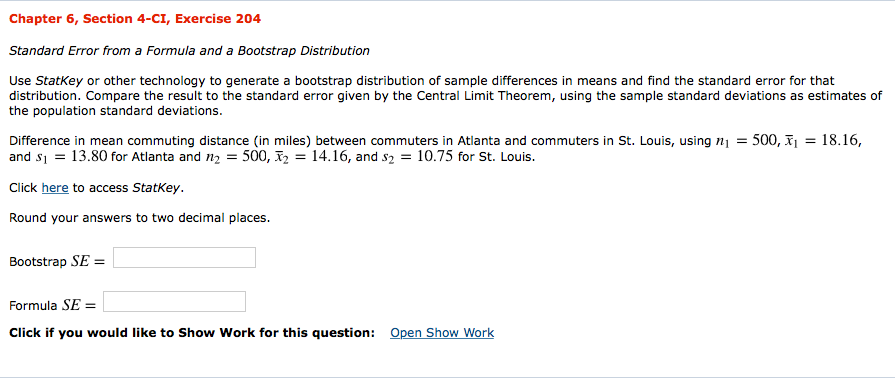 Solved Chapter 6, Section 4-CI, Exercise 204 Standard Error | Chegg.com