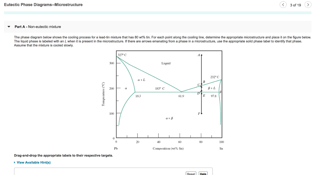 Solved Eutectic Phase Diagrams--Microstructure 3 of 19> Part | Chegg.com Solved Eutectic Phase Diagrams--Microstructure 3 of 19> Part | Chegg.com