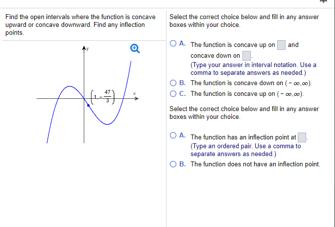 Solved Find The Open Intervals Where The Function Is Concave