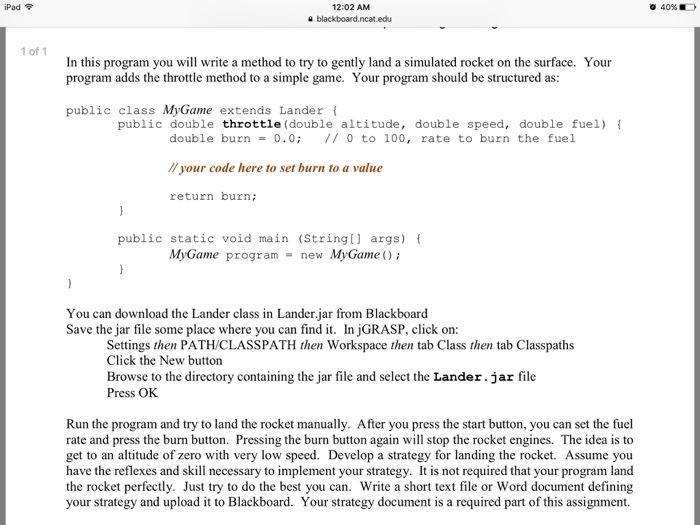 java game need help with this question | Chegg.com