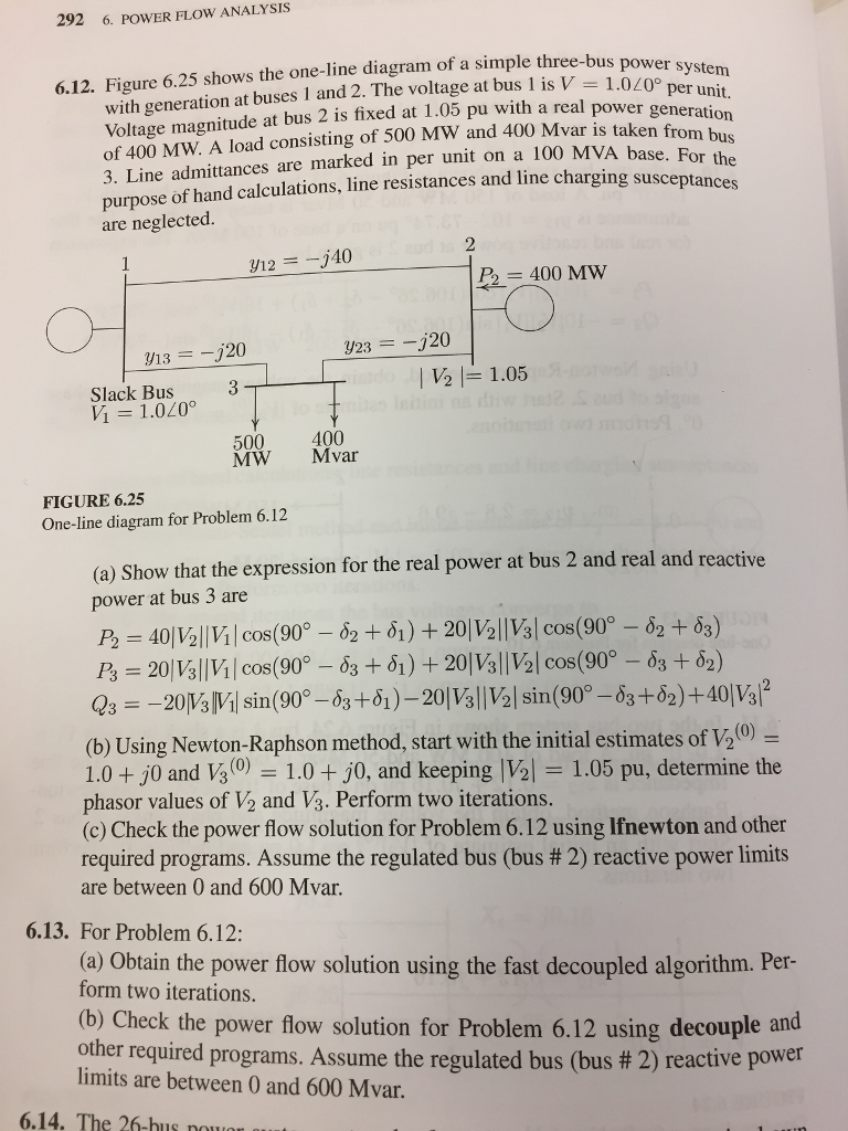 Solved 292 6. PoWER FLOW ANALYSIS 6.12. Figure 6.25 shows | Chegg.com