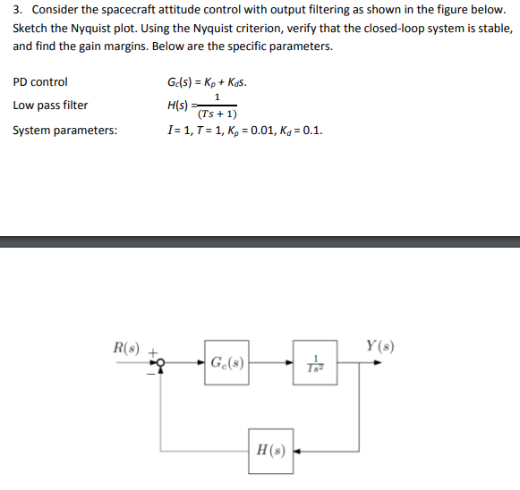 Solved 3. Consider the spacecraft attitude control with | Chegg.com
