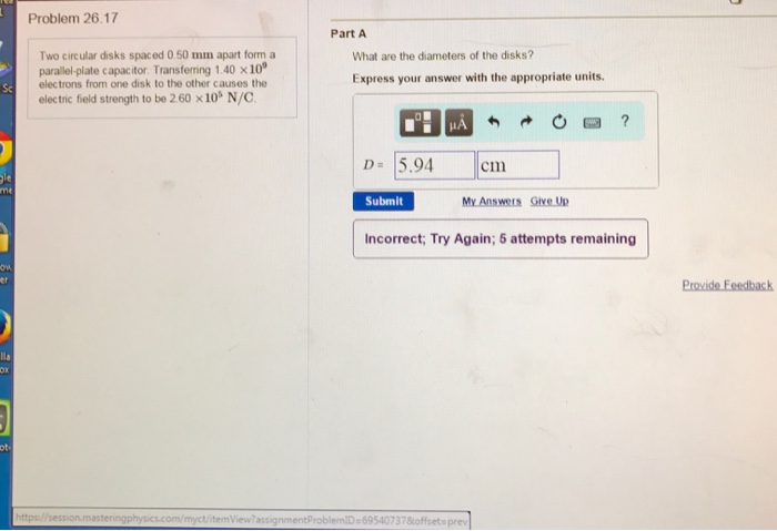 Solved Two circular disks spaced 0 50 mm apart form a | Chegg.com