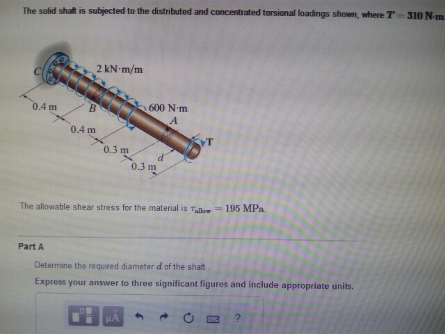Solved The solid shaft is subjected to the distributed and | Chegg.com