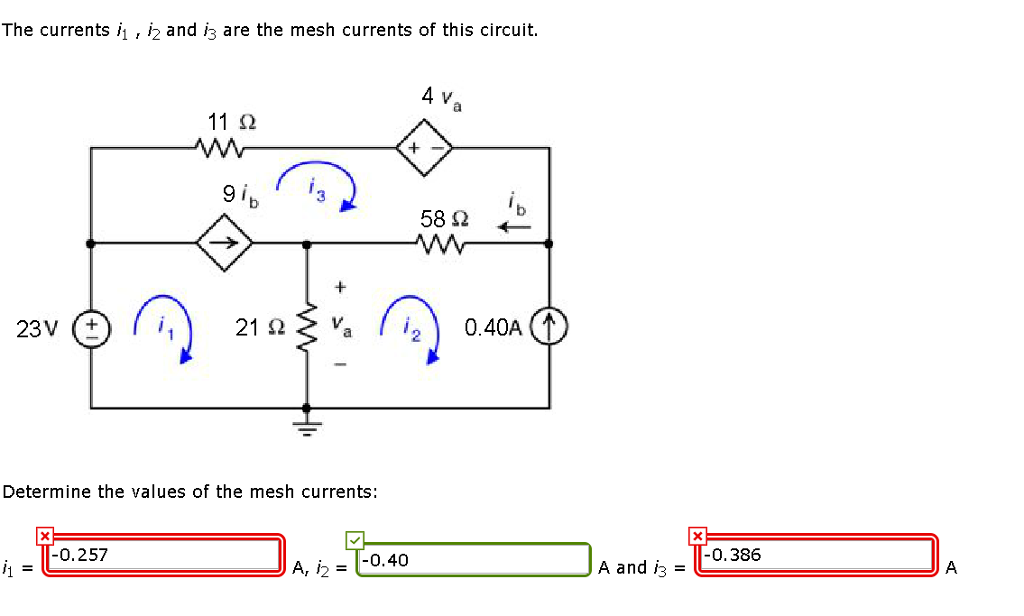 Solved The currents , 2 and i3 are the mesh currents of this | Chegg.com