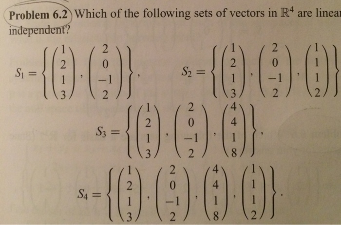Solved Which of the following sets of vectors in R^4 are | Chegg.com