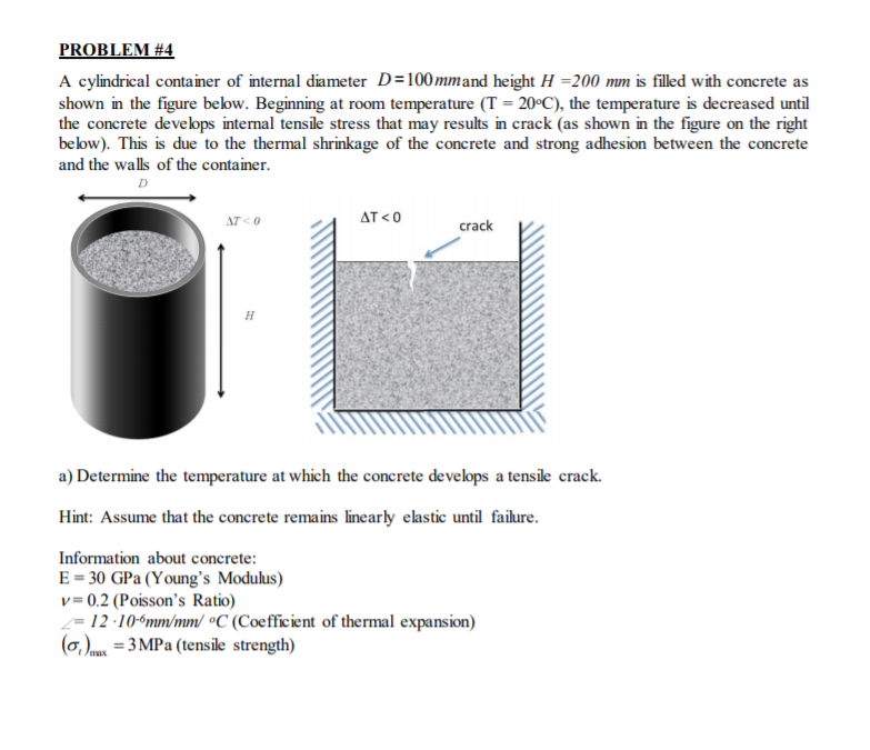 Solved A cylindrical container of internal diameter D=100 mm | Chegg.com