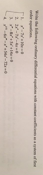 Solved Write the following ordinary differential equations | Chegg.com