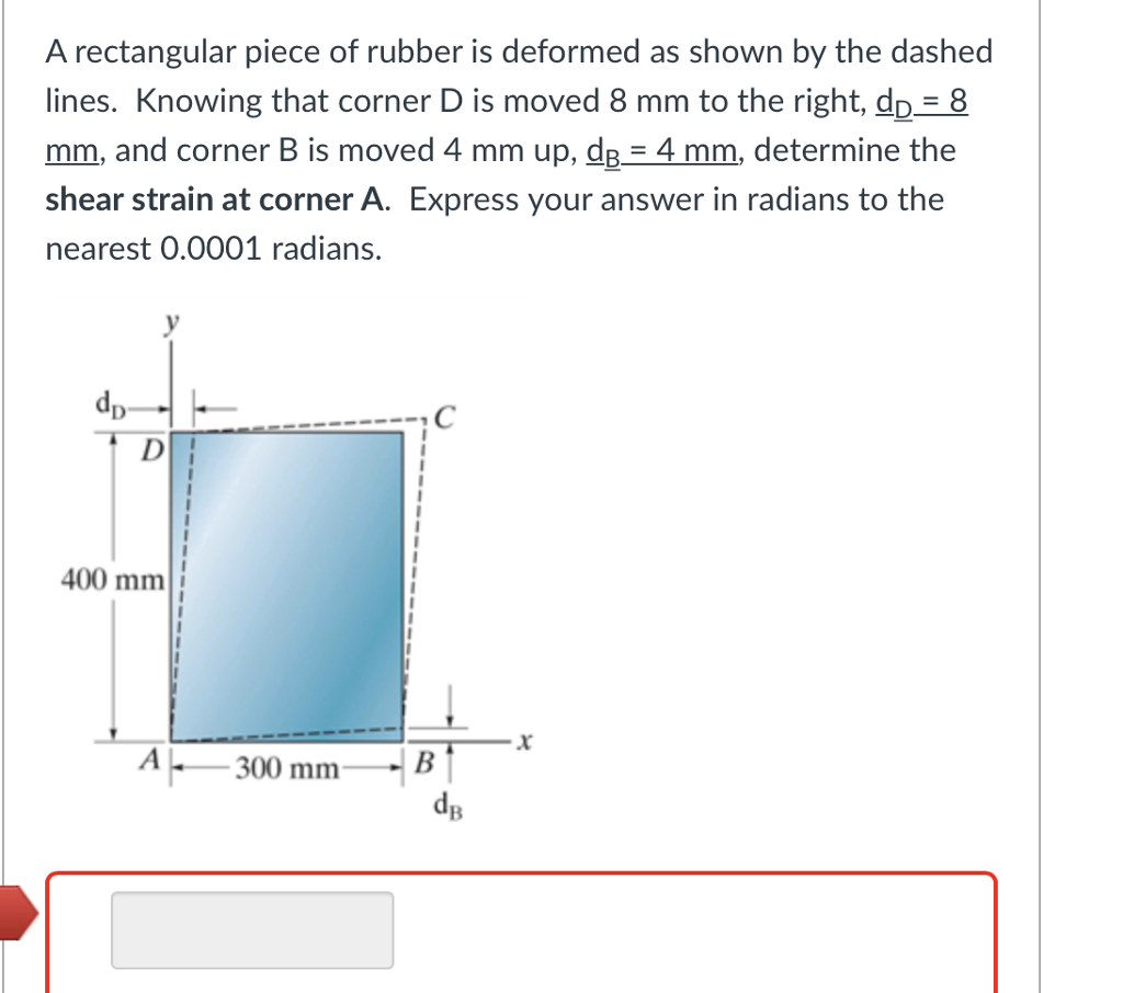 Solved A rectangular piece of rubber is deformed as shown by | Chegg.com