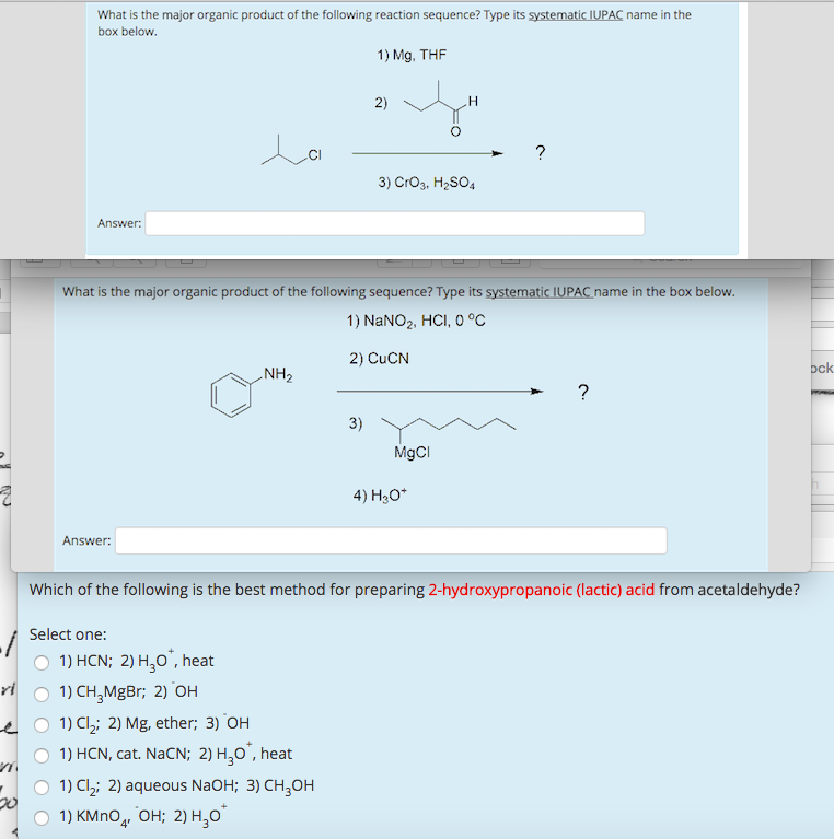 Solved What is the major organic product of the following | Chegg.com