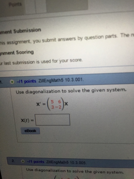 Solved Use diagonalization to solve the given system. X' = | Chegg.com